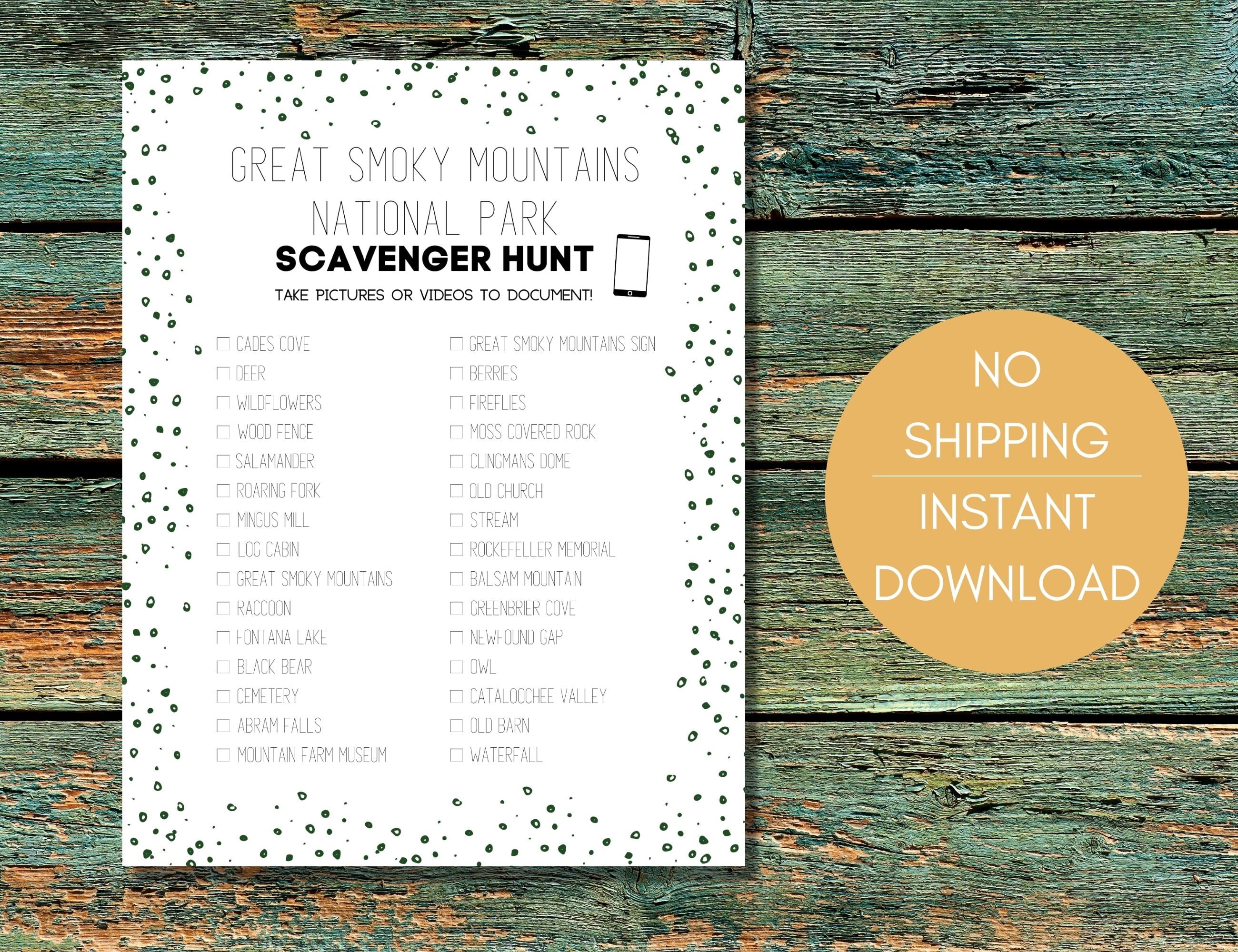 Great Smoky Mountains National Park Photo Scavenger Hunt | US National ...