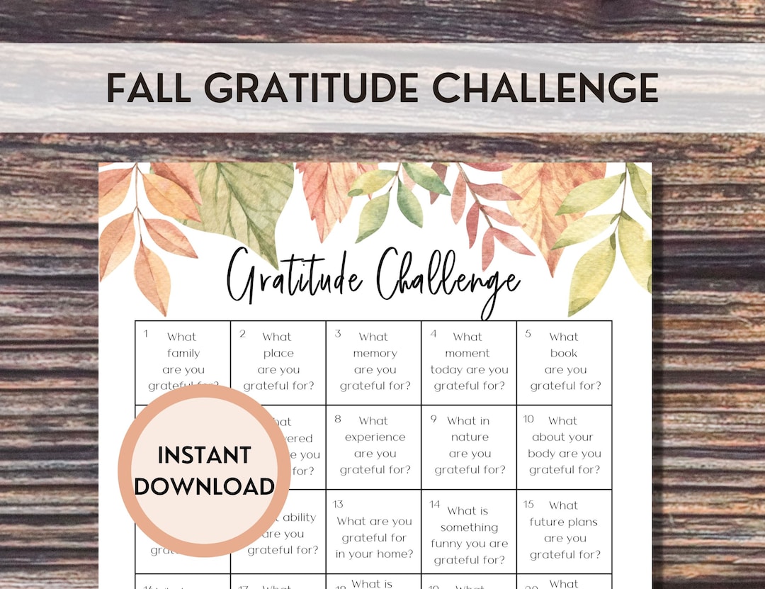 30 Day Gratitude Challenge Printable | Monthly Challenge Tracker ...