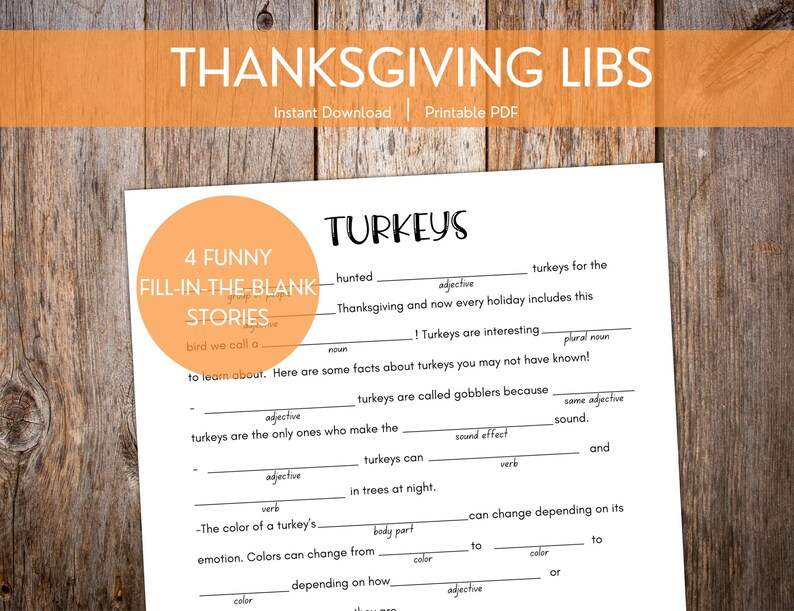 Family Thanksgiving Libs Printable Games Funny Fill in the - Etsy