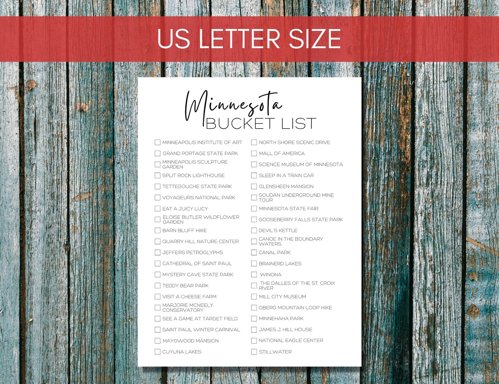 Minnesota Bucket List Printable America's 50 States - Etsy