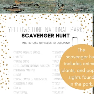 Yellowstone National Park Photo Scavenger Hunt | US National Park ...