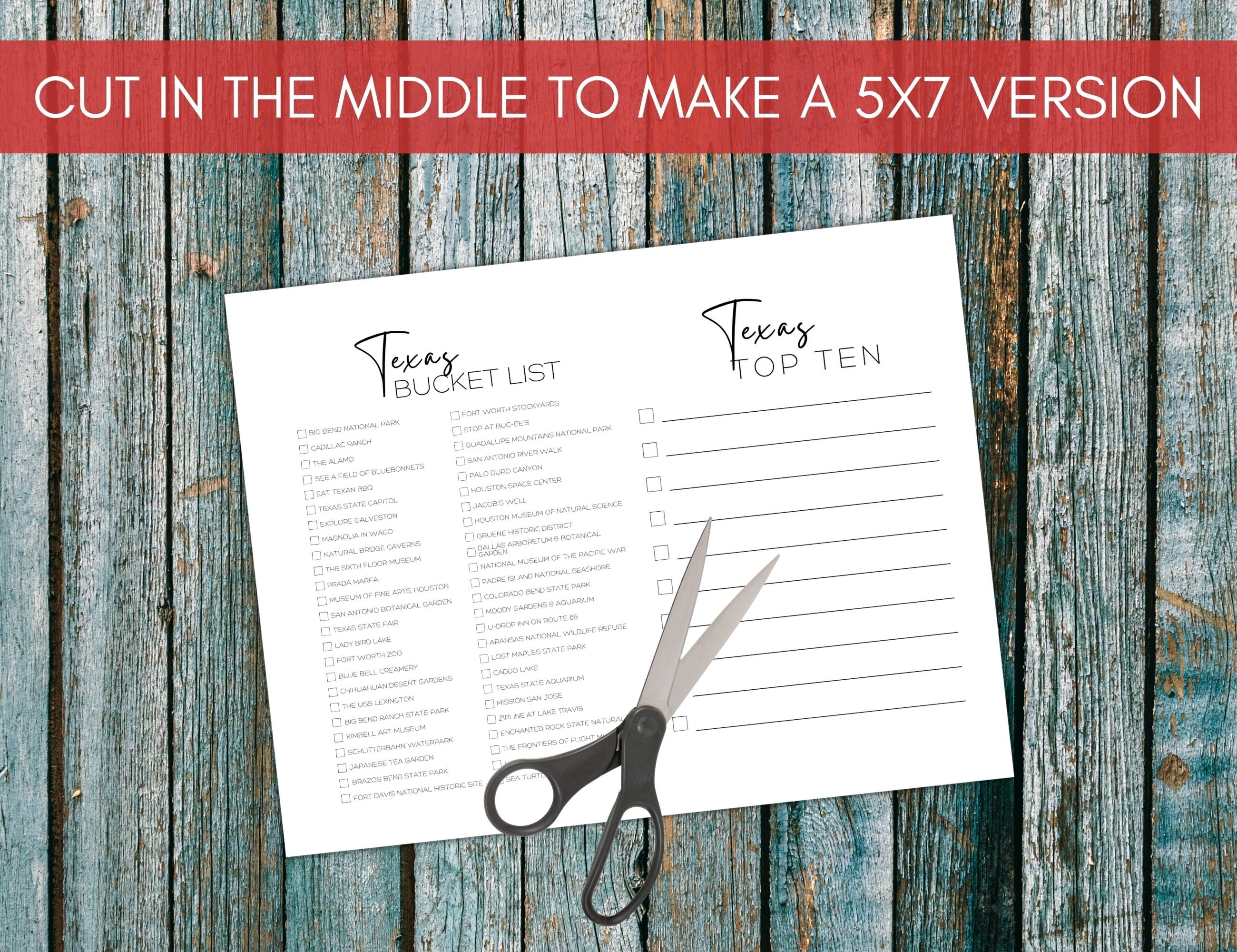 Texas Bucket List Printable America's 50 States Travel Planner ...