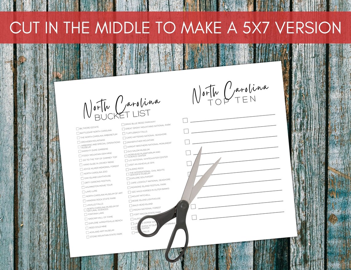 North Carolina Bucket List Printable | America's 50 States Travel ...