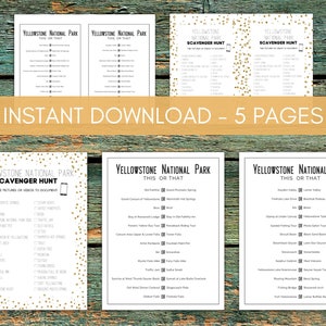 Yellowstone National Park Printable Vacation Games US National Park ...