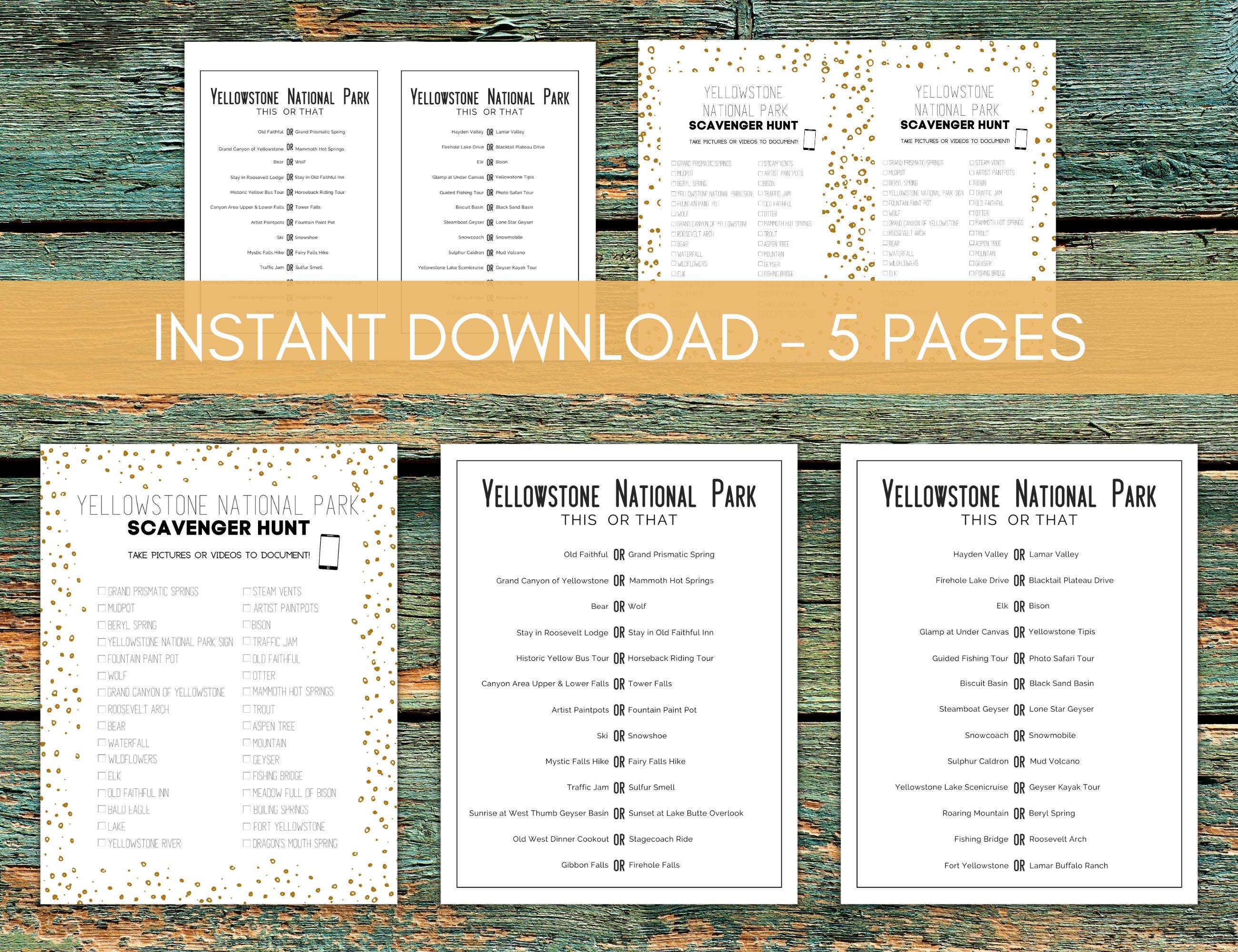 Yellowstone National Park Printable Vacation Games US National Park ...