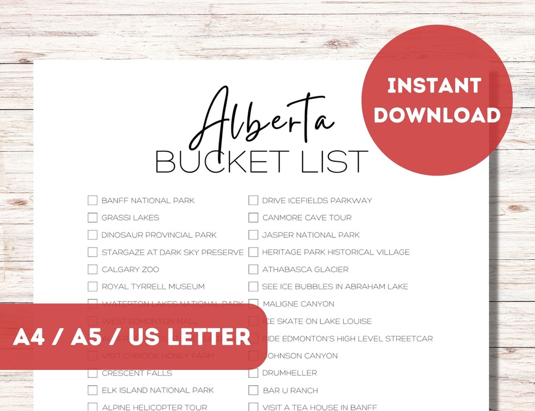 Alberta Bucket List Printable Canada Travel Planner - Etsy