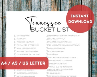 Nashville Tennessee Bucket List Printable Travel (Download Now) - Etsy