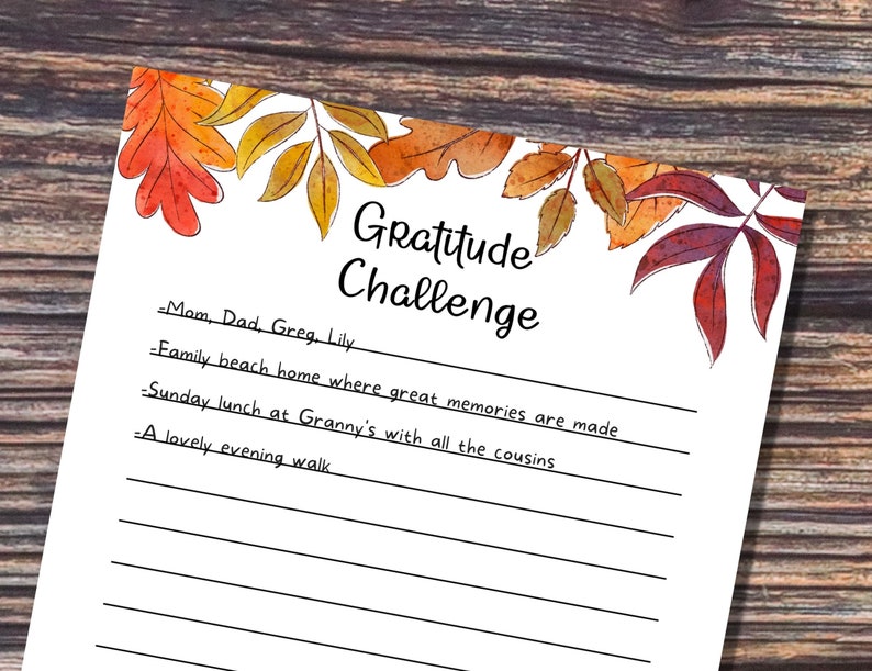 30 Day Gratitude Challenge Printable | Monthly Challenge Tracker ...