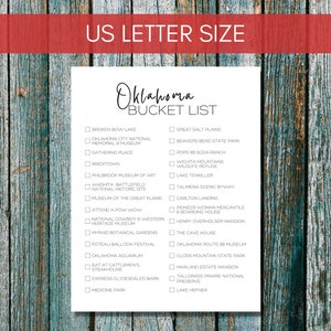 Oklahoma Bucket List Printable America's 50 States - Etsy