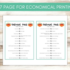 US National Park This or That Travel Games | Family Road Trip Printable ...