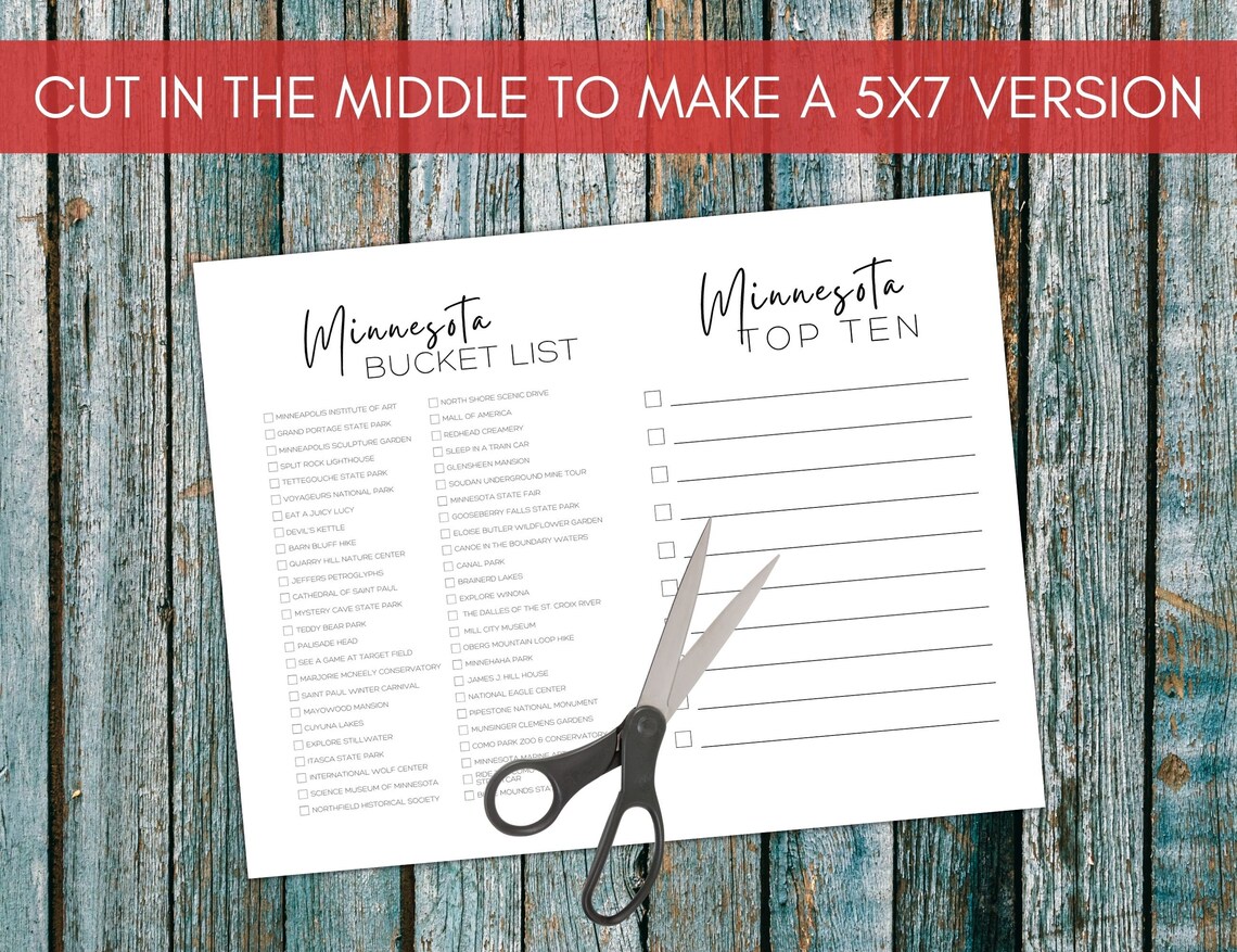 Minnesota Bucket List Printable | America's 50 States Travel Planner ...