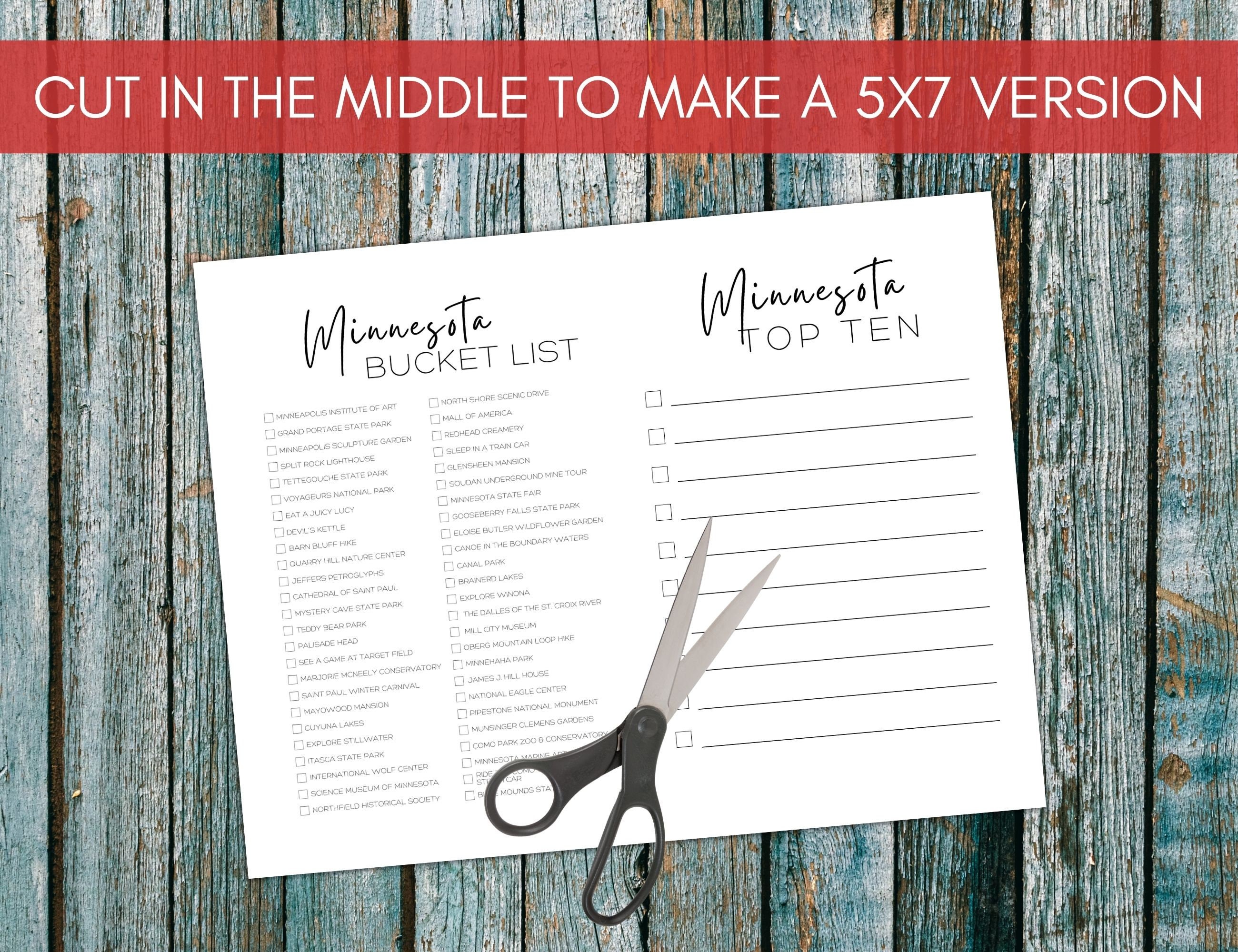 Minnesota Bucket List Printable | America's 50 States Travel Planner ...