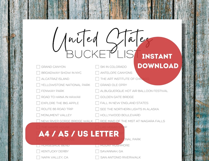 US Bucket List Printable | America's 50 States Travel Planner Checklist ...