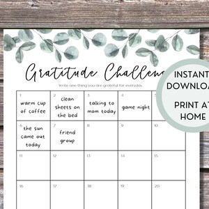 30 Day Gratitude Challenge Printable | Monthly Challenge Tracker ...