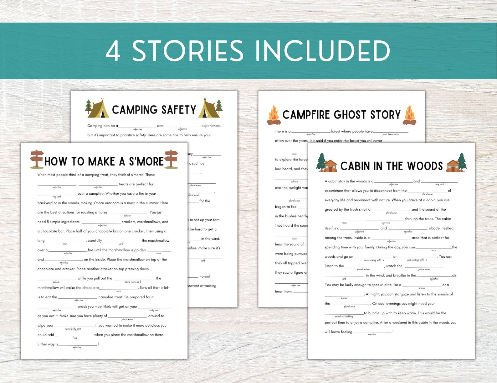 Family Camping Word Game Printable | Funny Word Libs for Camping Party ...