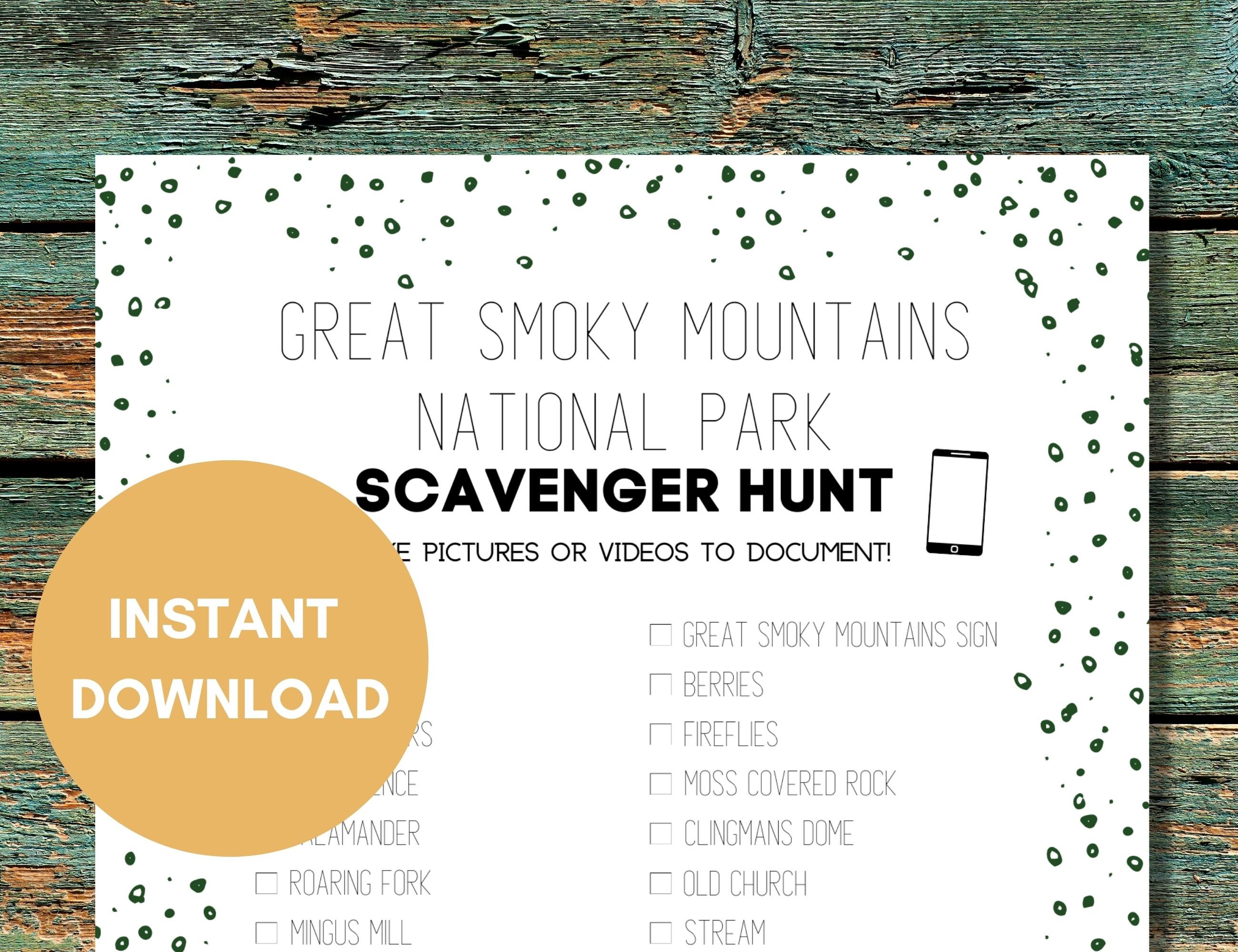 Great Smoky Mountains National Park Photo Scavenger Hunt US - Etsy