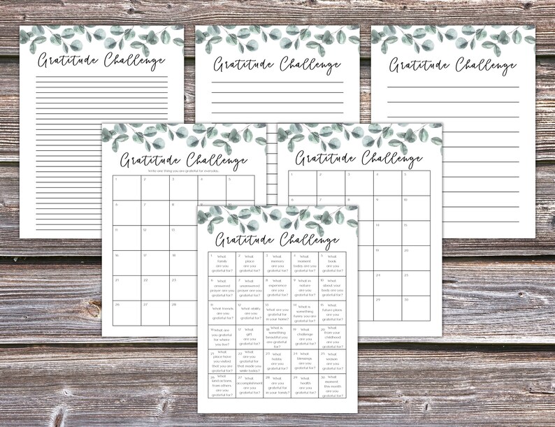 30 Day Gratitude Challenge Printable | Monthly Challenge Tracker ...