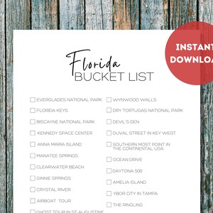 Florida Bucket List Printable America's 50 States Travel - Etsy
