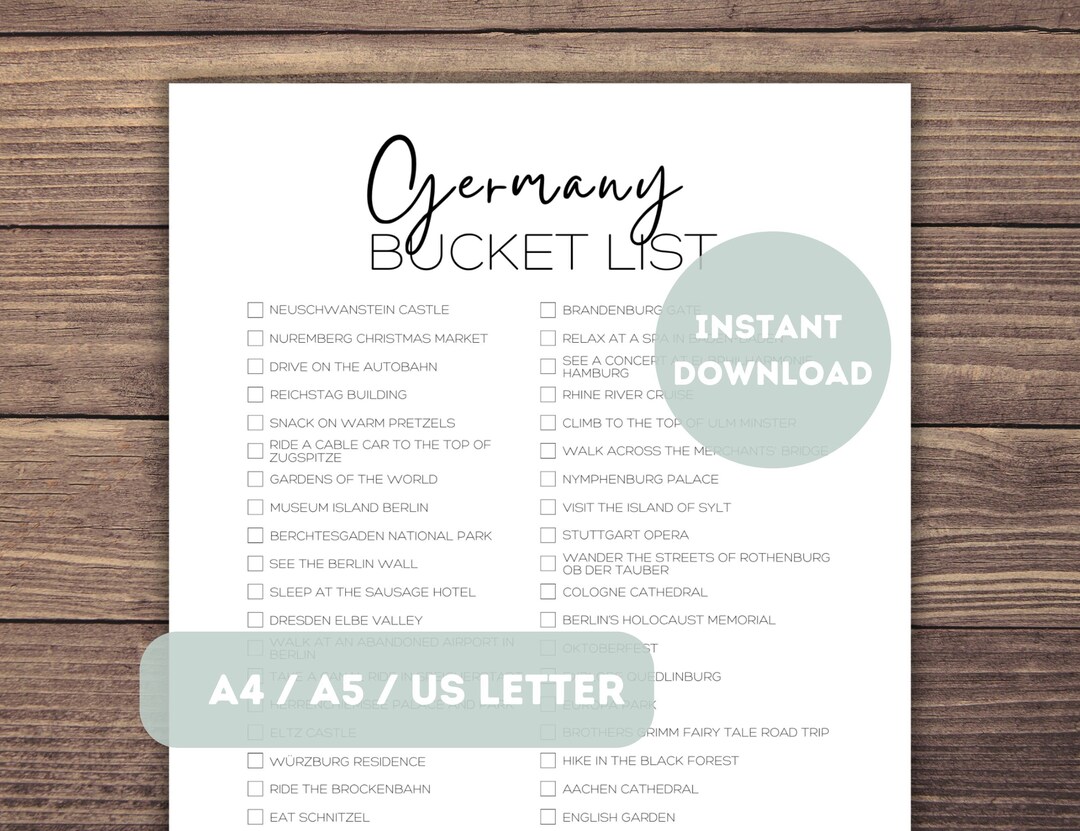 Germany Bucket List Printable | Germany Travel Planner Checklist ...
