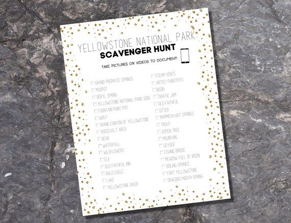Yellowstone National Park Photo Scavenger Hunt Printable Fun - Etsy
