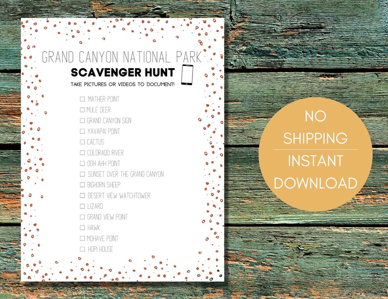 Grand Canyon National Park Photo Scavenger Hunt | US National Park ...