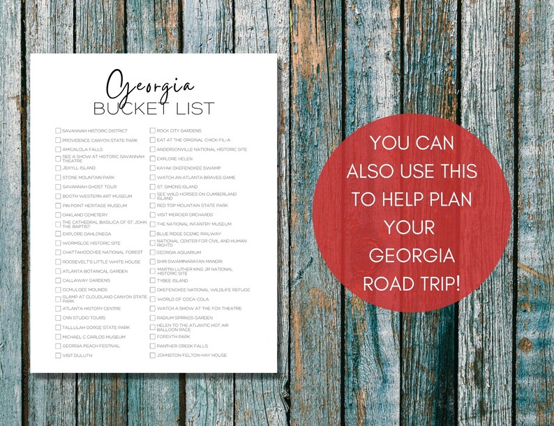 Georgia Bucket List Printable | America's 50 States Travel Planner ...