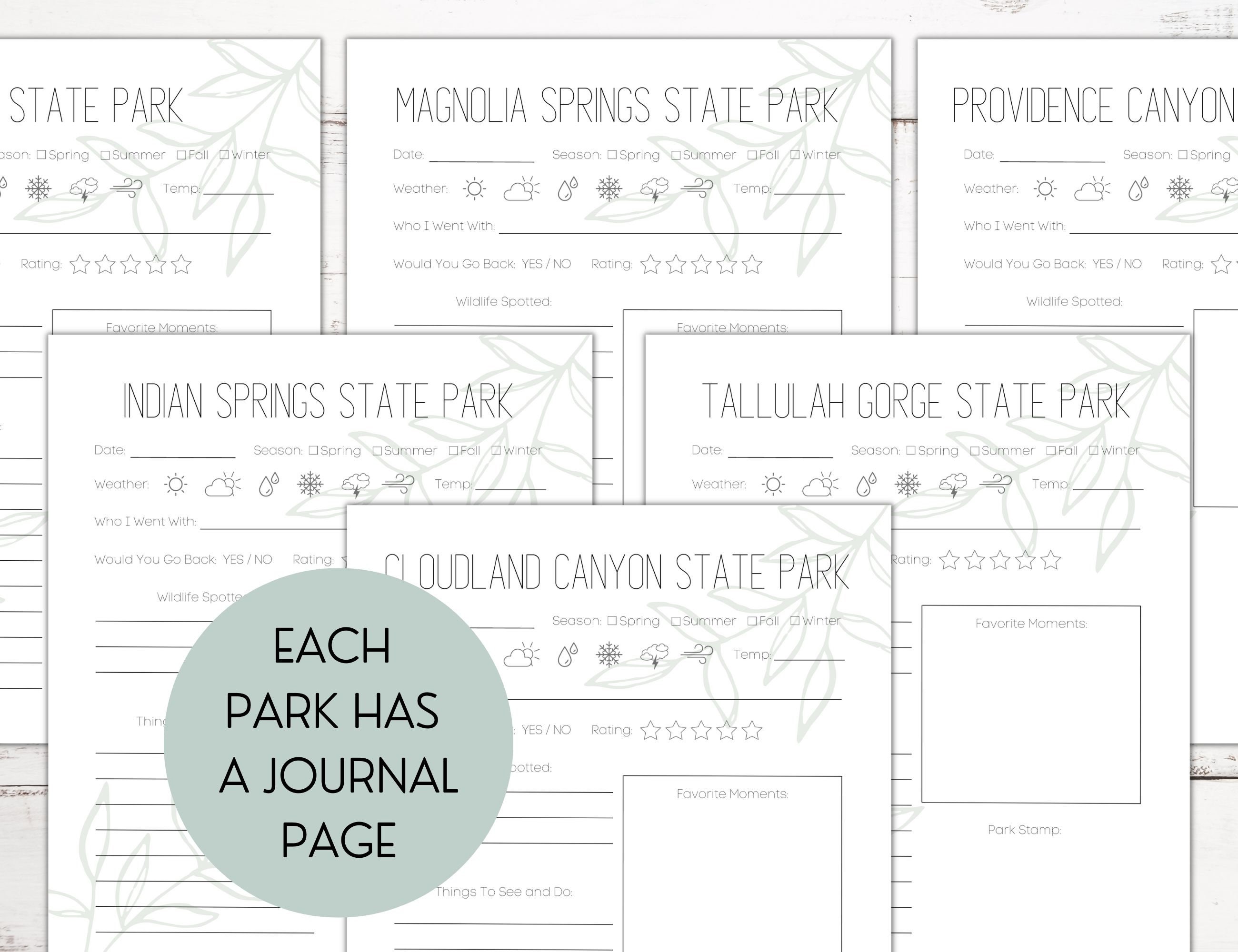 Georgia State Parks and Recreation Checklist Printable Travel Journal ...