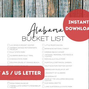 Alabama Bucket List Printable America's 50 States Travel - Etsy