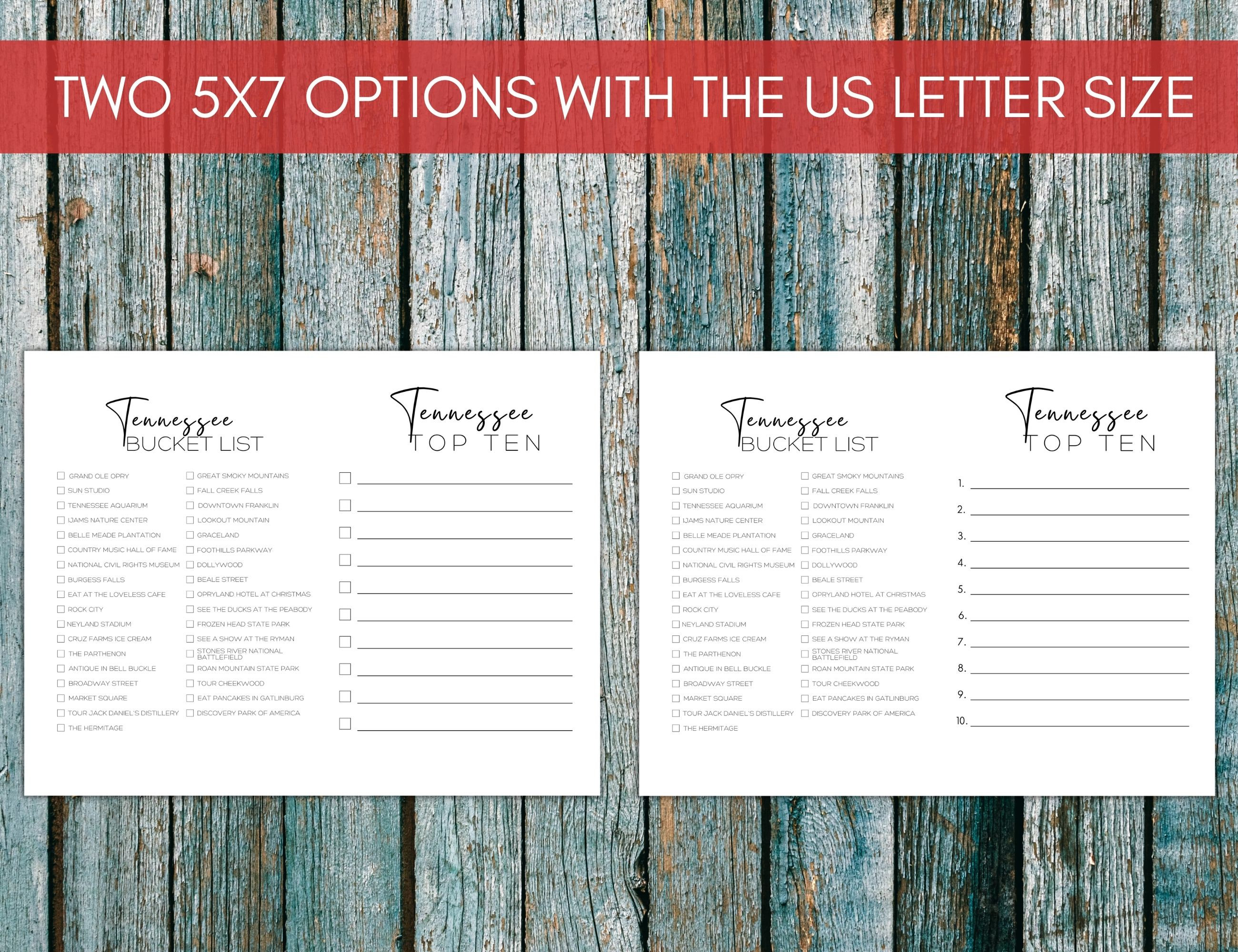 Tennessee Bucket List Printable | America's 50 States Travel Planner ...