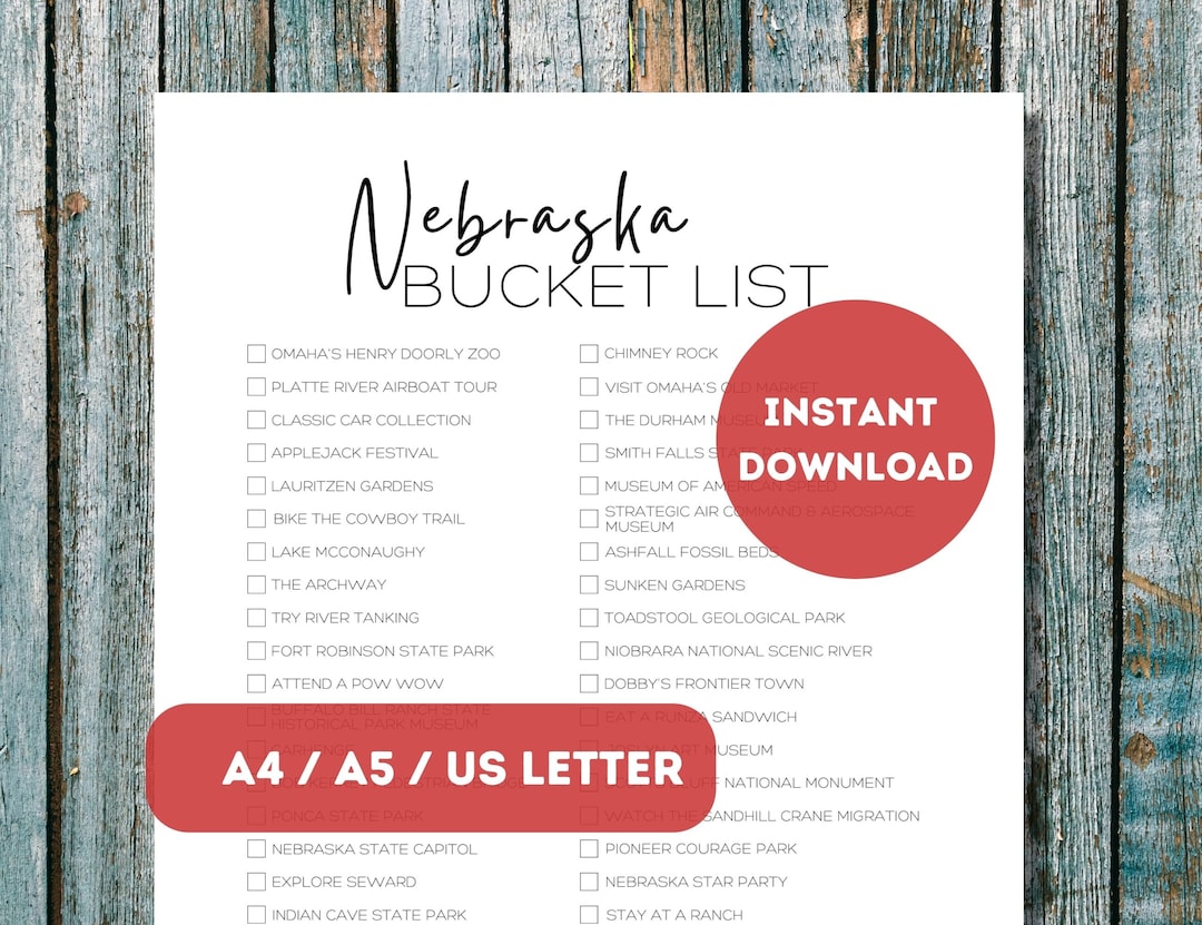 Nebraska Bucket List Printable | America's 50 States Travel Planner ...