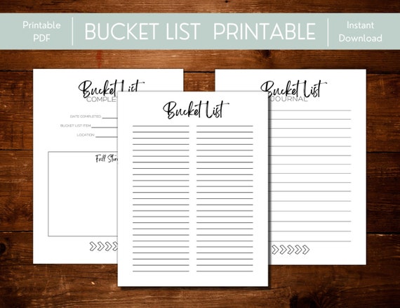 Printable Bucket List PDF Blank DIY Bucket List Goal - Etsy