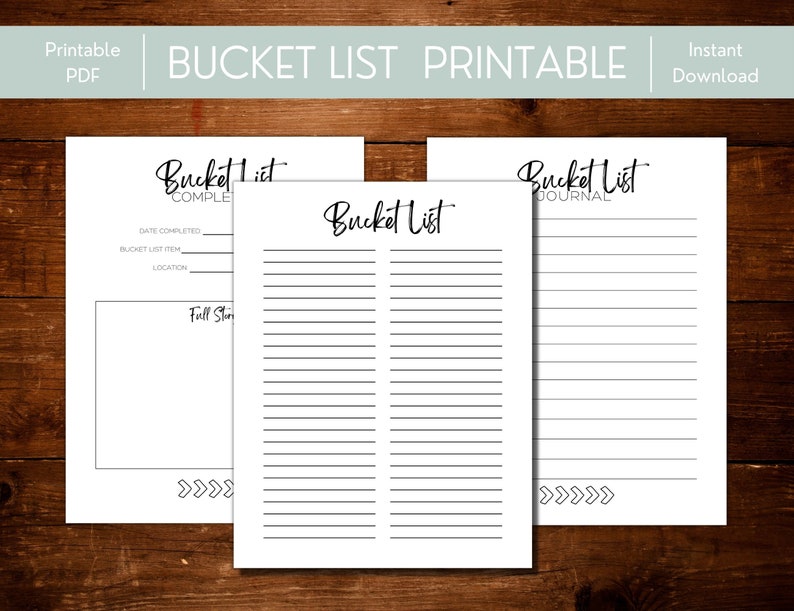 Printable Bucket List PDF | Blank DIY Bucket List | Goal Planner ...