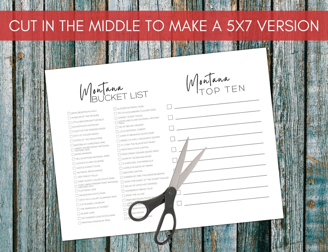 Montana Bucket List Printable America's 50 States Travel - Etsy