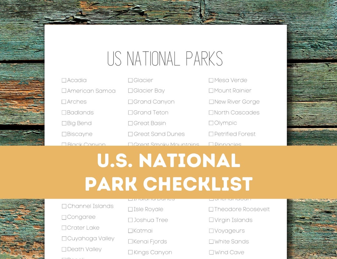 US National Park Checklist | Printable 63 Parks 2024 Complete List ...