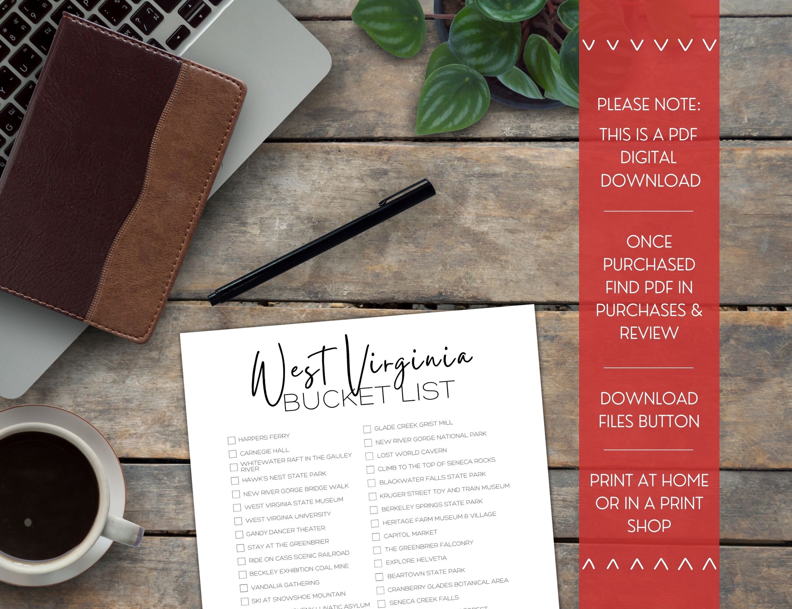 West Virginia Bucket List Printable | America's 50 States Travel ...