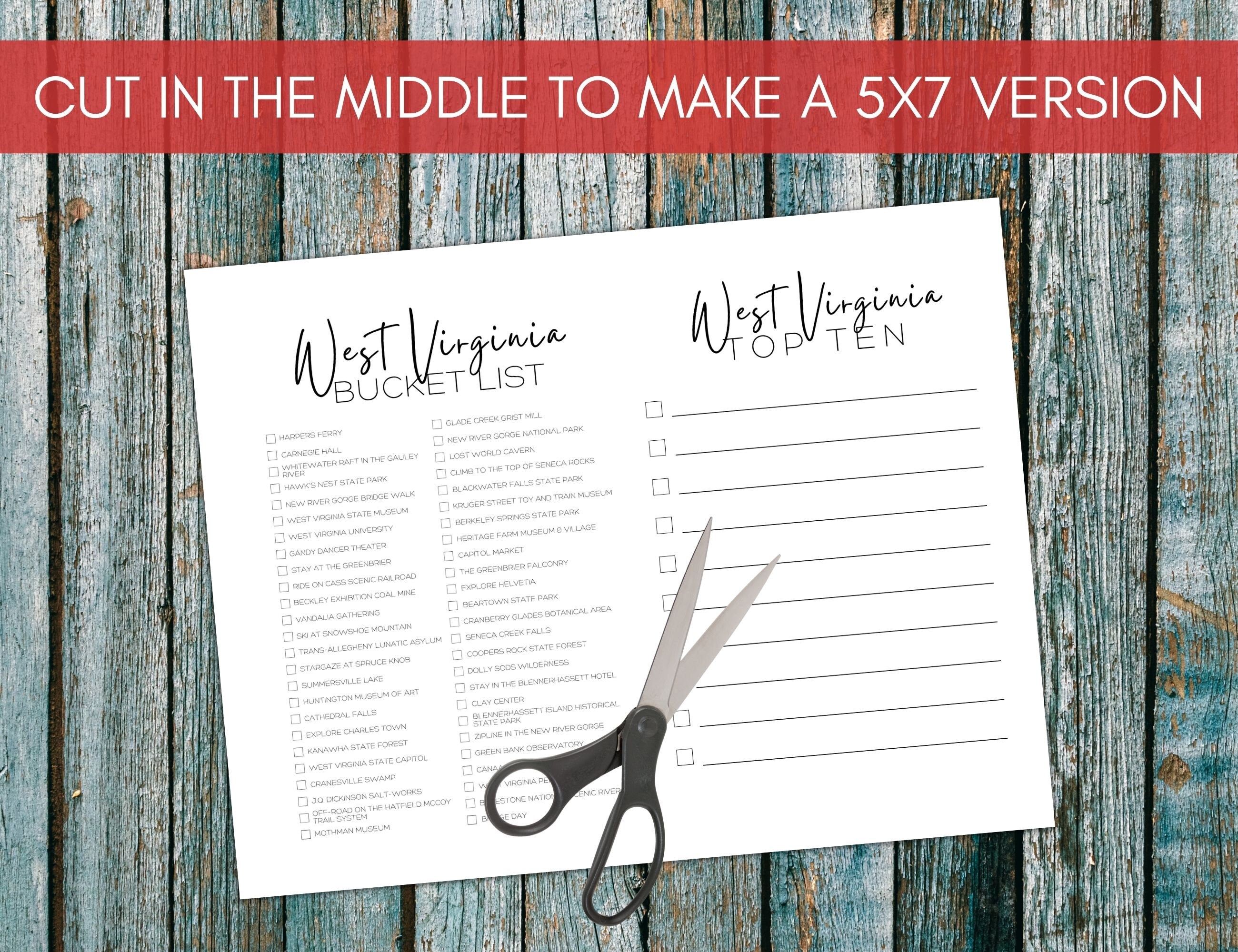 West Virginia Bucket List Printable | America's 50 States Travel ...