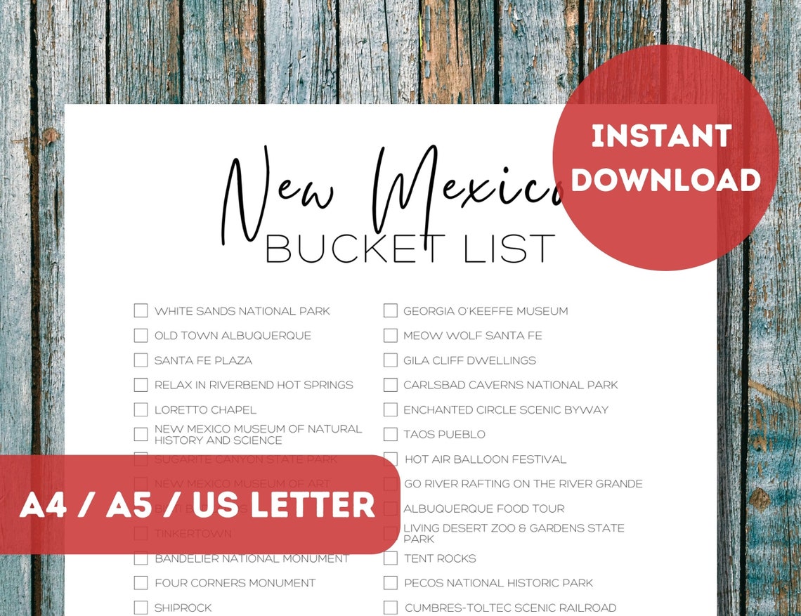 New Mexico Bucket List Printable America's 50 States - Etsy