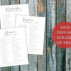 50 States Bucket List Printables Bundle | United States Travel to Do ...