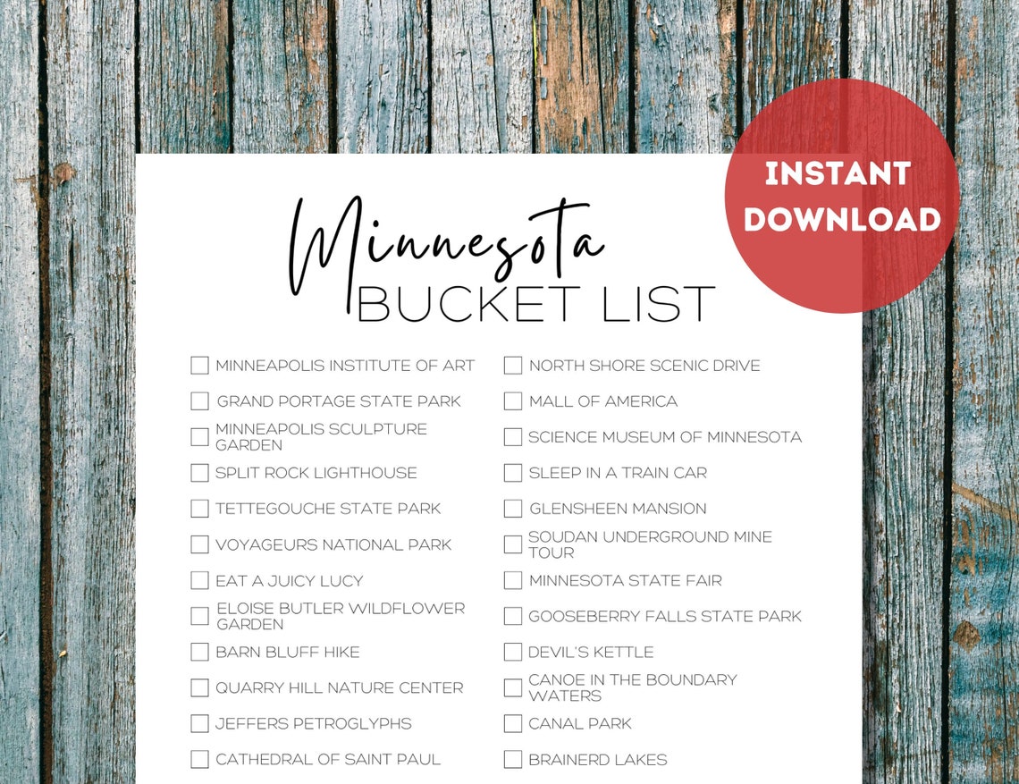 Minnesota Bucket List Printable America's 50 States - Etsy