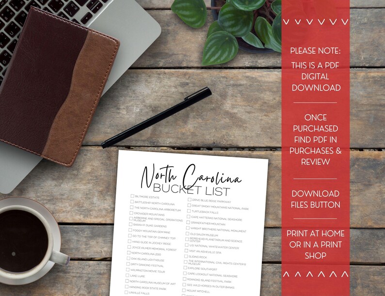 North Carolina Bucket List Printable | America's 50 States Travel ...