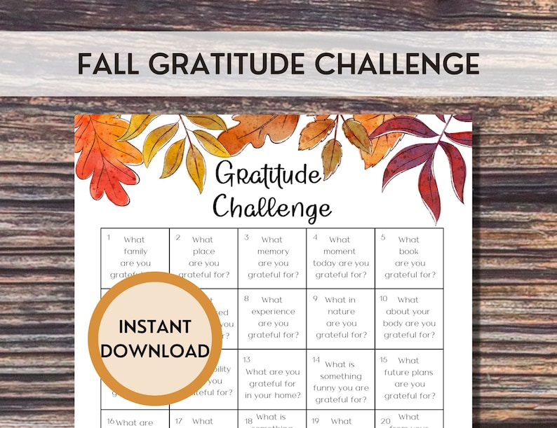30 Day Gratitude Challenge Printable | Monthly Challenge Tracker ...