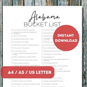Alabama Bucket List Printable America's 50 States Travel Planner ...
