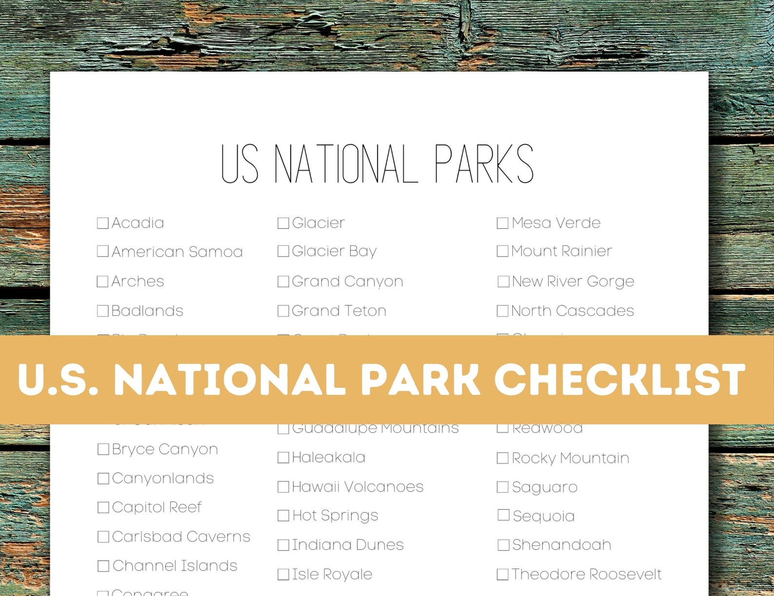 US National Park Checklist Printable 63 Parks 2023 Complete - Etsy