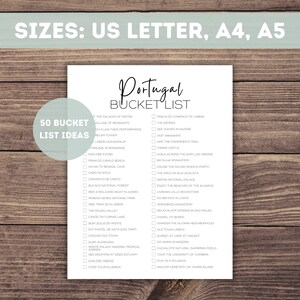 Portugal Bucket List Printable | Portugal Travel List Planner | Travel ...