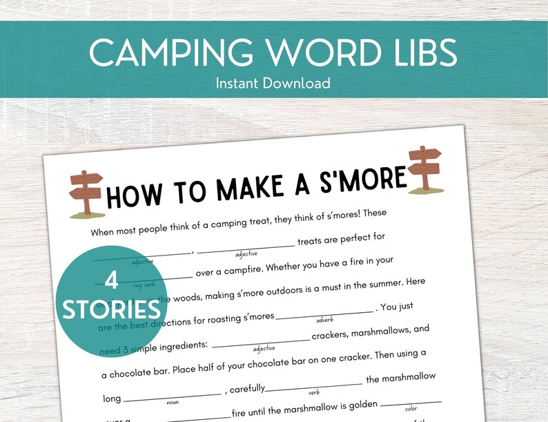 Family Camping Word Game Printable Funny Word Libs for - Etsy