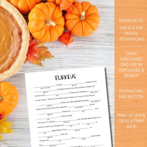 Family Thanksgiving Libs Printable Games | Funny Fill in the Blank Word ...