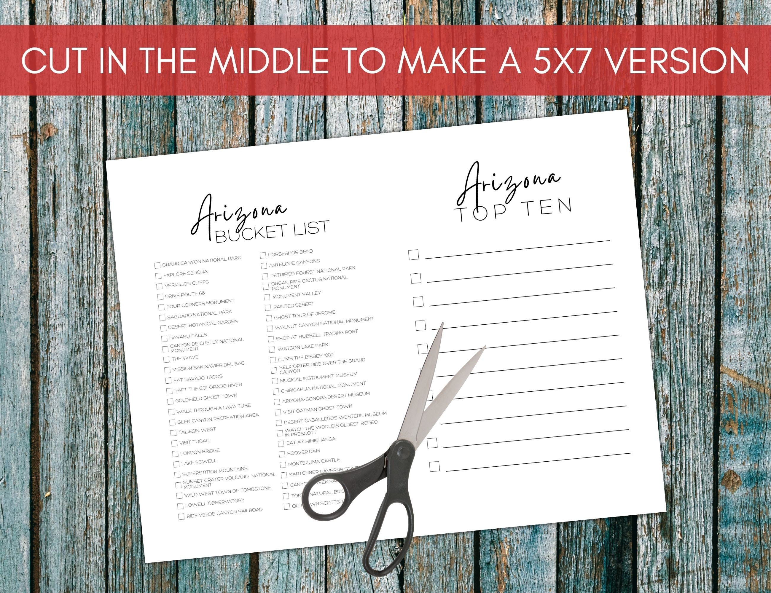 Arizona Bucket List Printable | America's 50 States Travel Planner ...