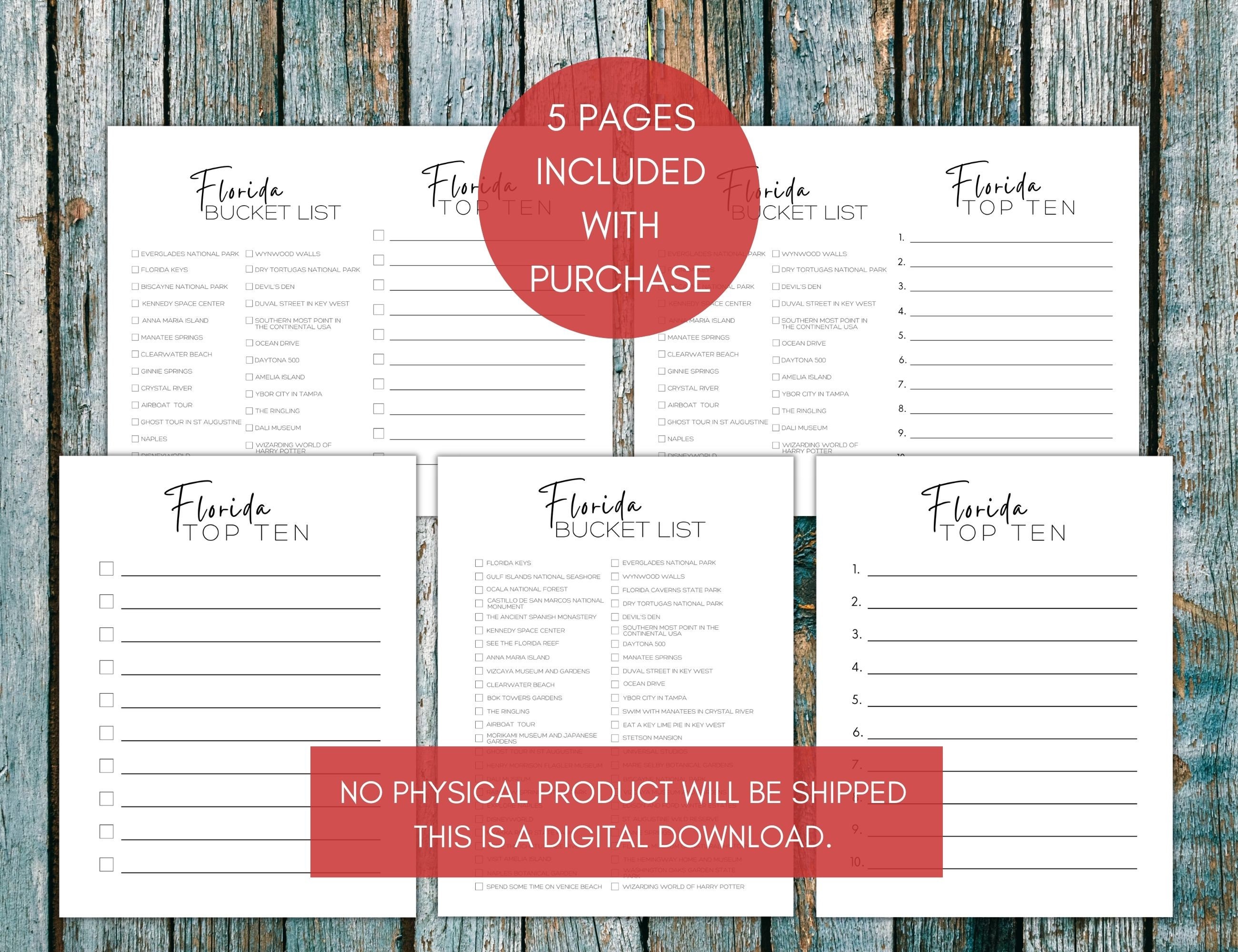Florida Bucket List Printable | America's 50 States Travel Planner ...