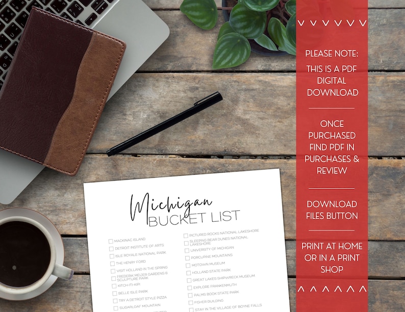Michigan Bucket List Printable | America's 50 States Travel Planner ...
