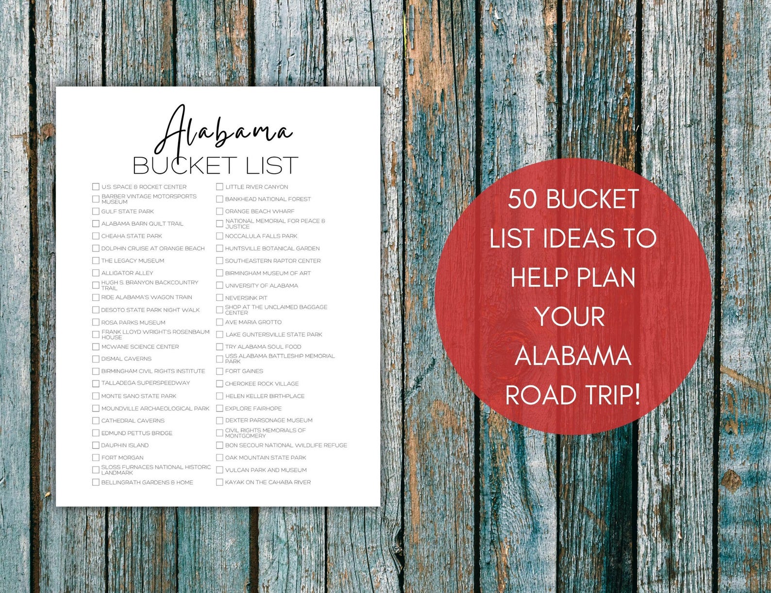 Alabama Bucket List Printable | America's 50 States Travel Planner ...